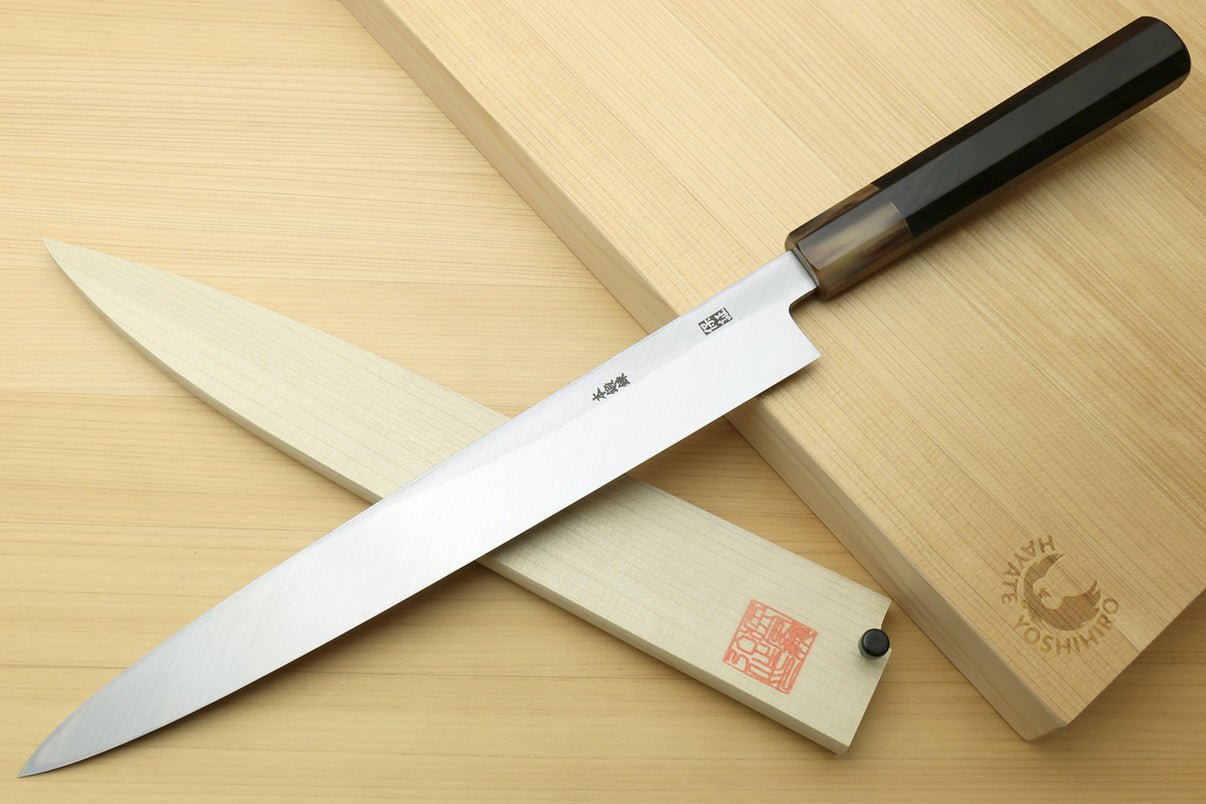 Yoshihiro Hongasumi Blue Steel Yanagi Sushi Sashimi Japanese Knife Ebo ...